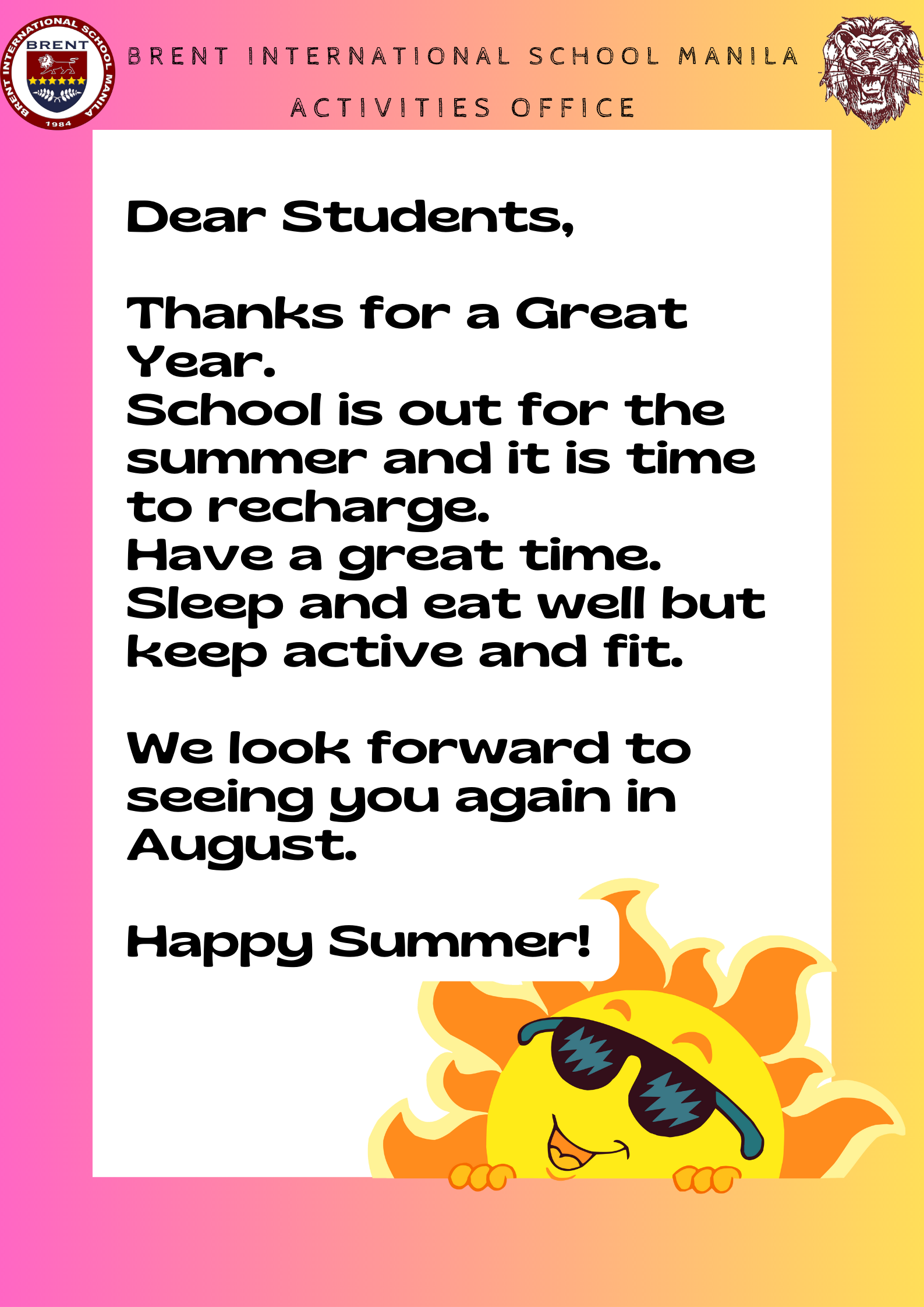 News From The Activities Office - Brent International School Manila